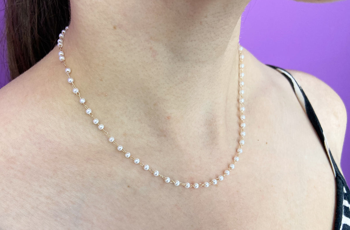 Choker perlas chicas seguidas #M12.2 – Vestiq Accesorios Mayoreo